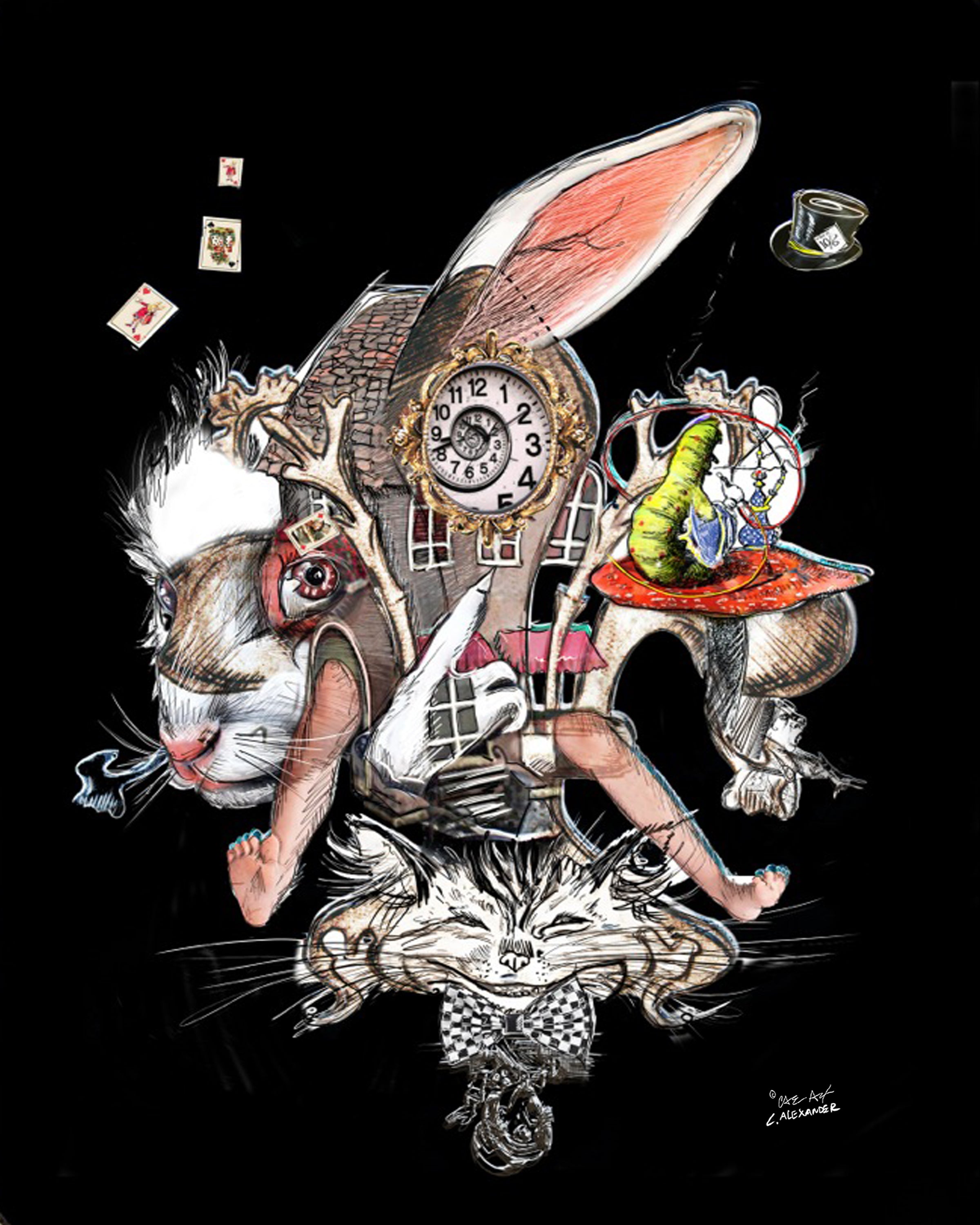 Alice in Wonderland Black Background – Candice Alexander Art Studio