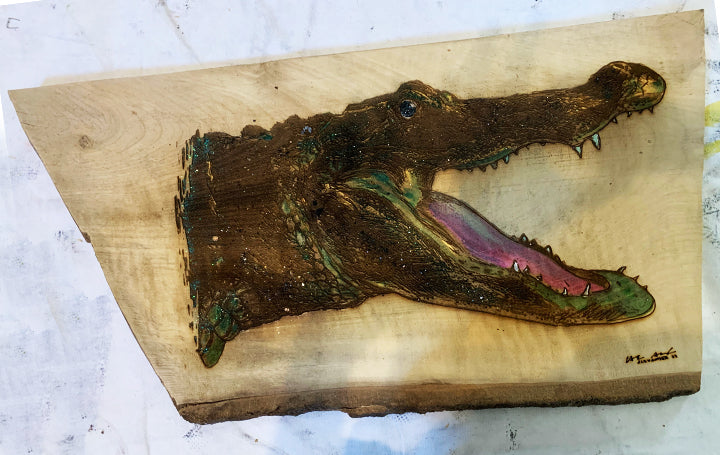 Gator Wood Engraving "One of a Kind" – Candice Alexander Art Studio